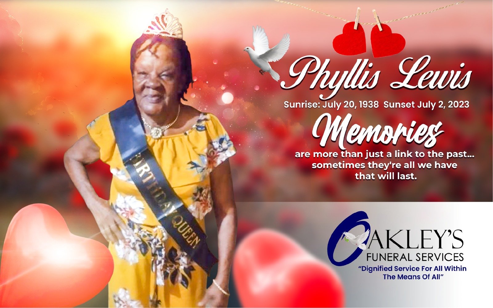 Phyllis Lewis - Oakley's Funeral Services